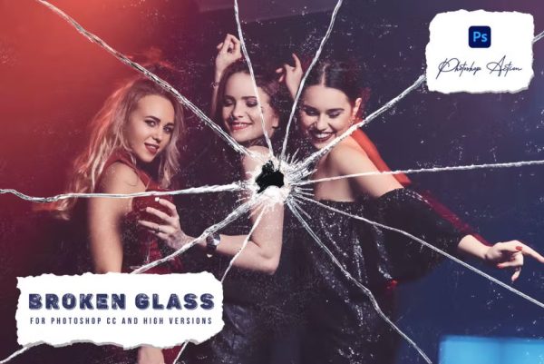 Broken Glass Photoshop Action Template - desainae.com