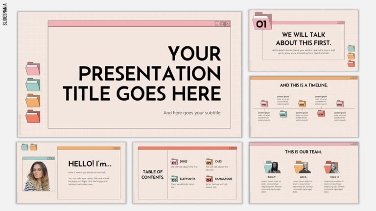 Simple interface with file folders free slides presentation template ...